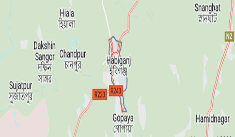 A motorcycle rider died after being hit by a bus in Nabiganj